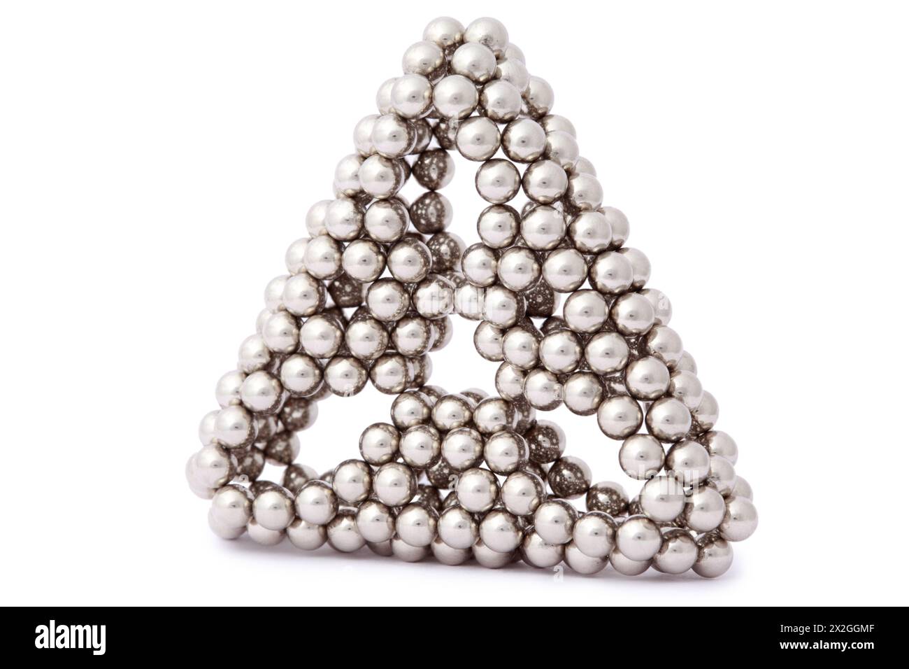 triangle of metal segment assembled from sphere isolated on white Stock ...