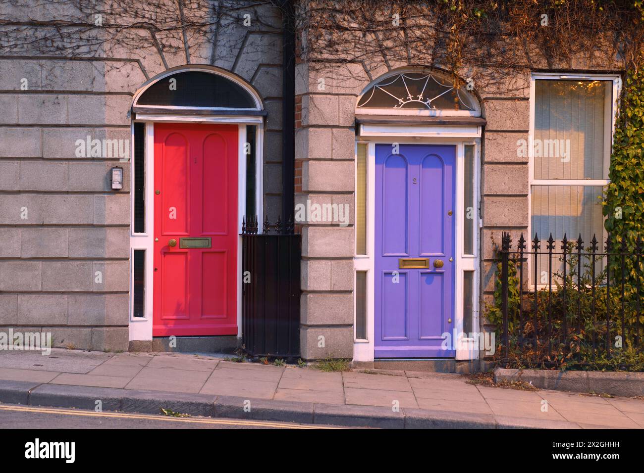 first floor and entrance to beautiful building, two doors, window Stock ...