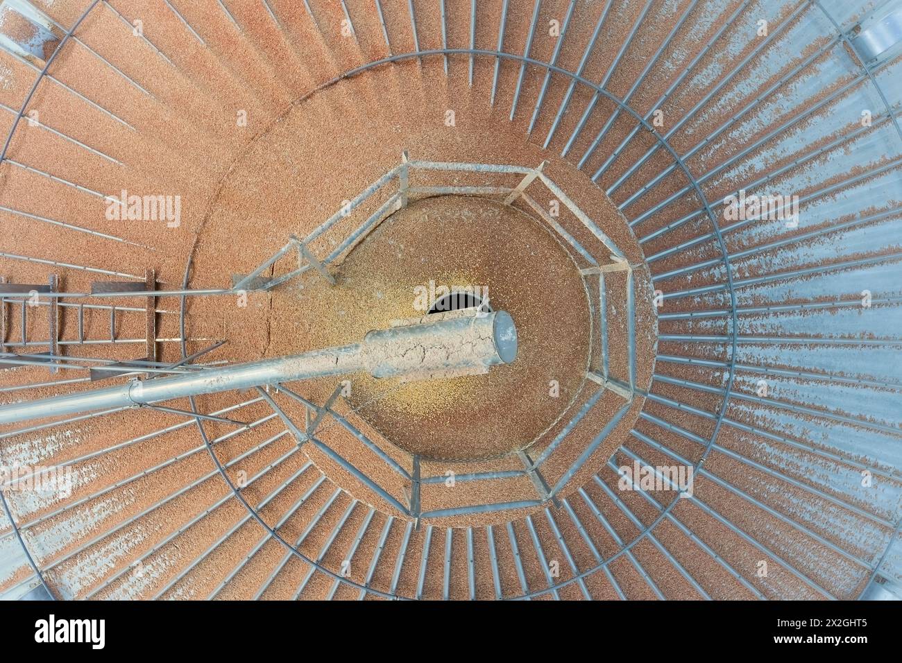 63801-24313 Aerial view of a grain bin with corn dust Marion Co. IL ...