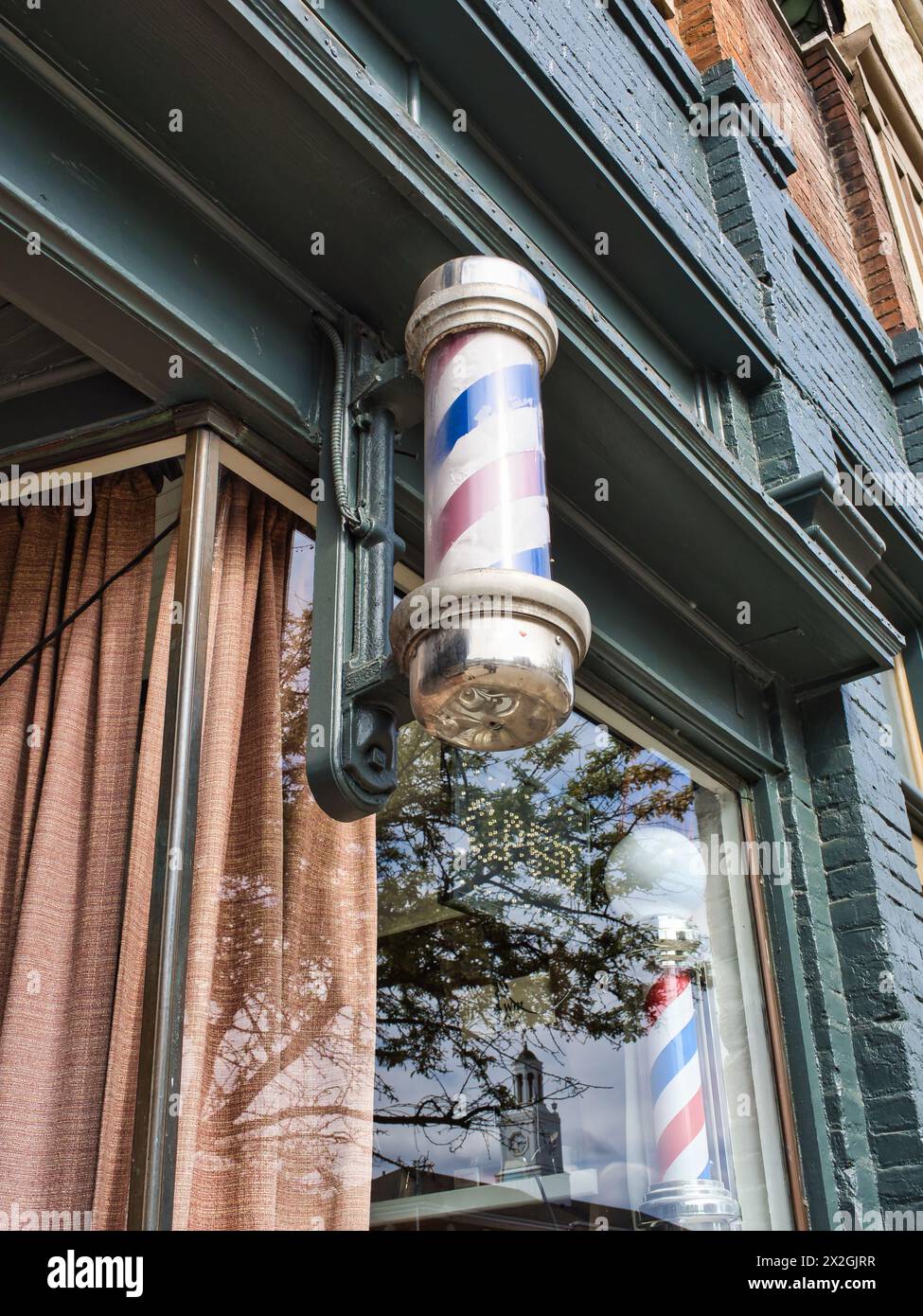 the red and white stripes of the the barber pole Stock Photo - Alamy
