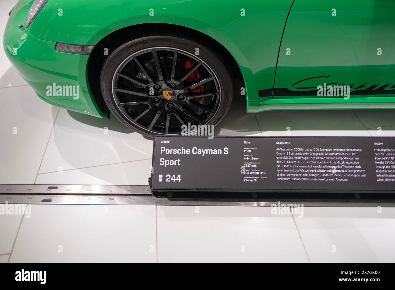 sleek vintage green 2008 Porsche Cayman S Sport on display at museum ...