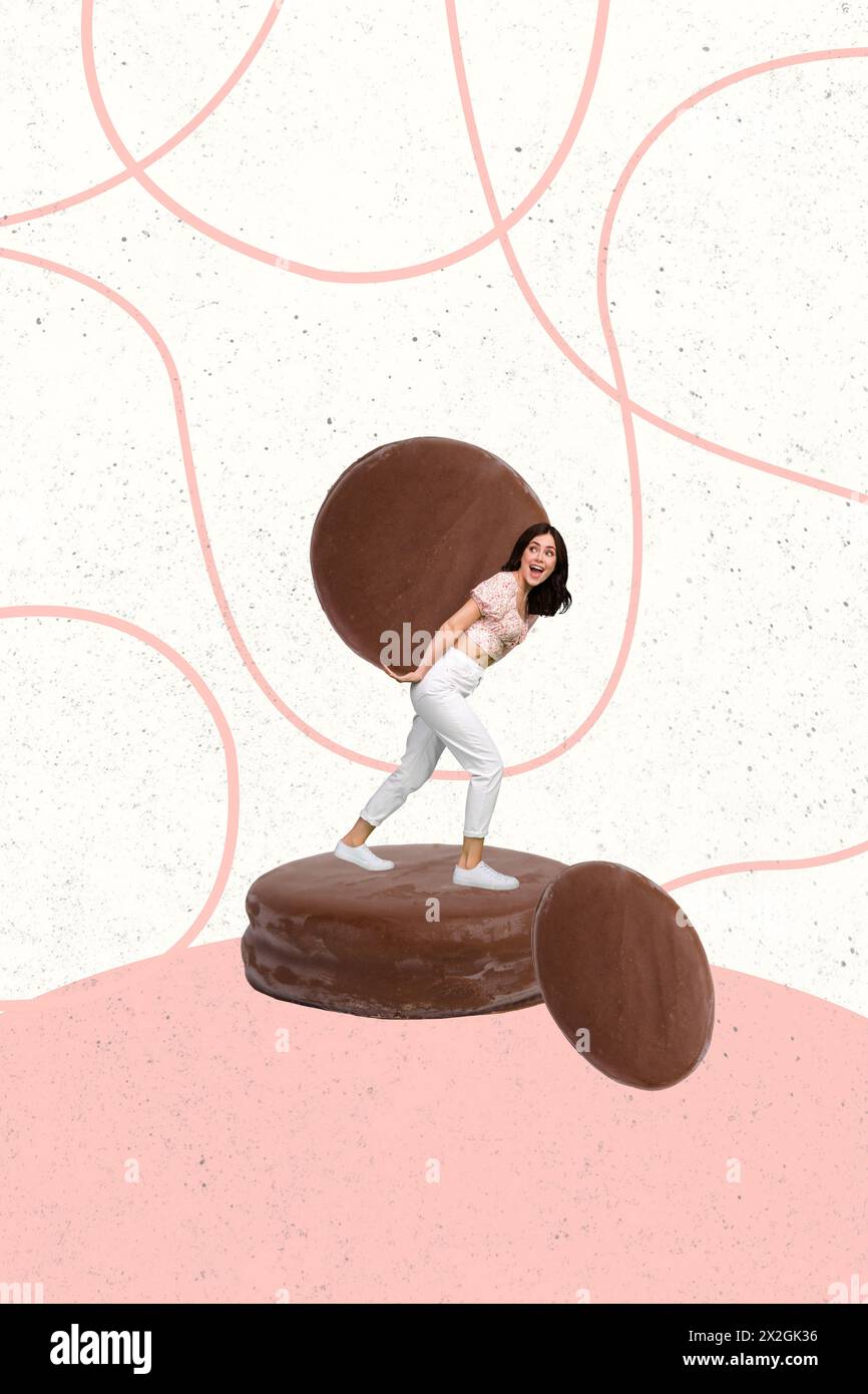 Trend artwork sketch composite 3D photo collage of young strong happy ...