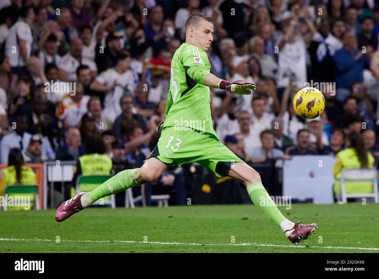 Madrid, Madrid, Spain. 21st Apr, 2024. Lunin of Real Madrid CF during ...