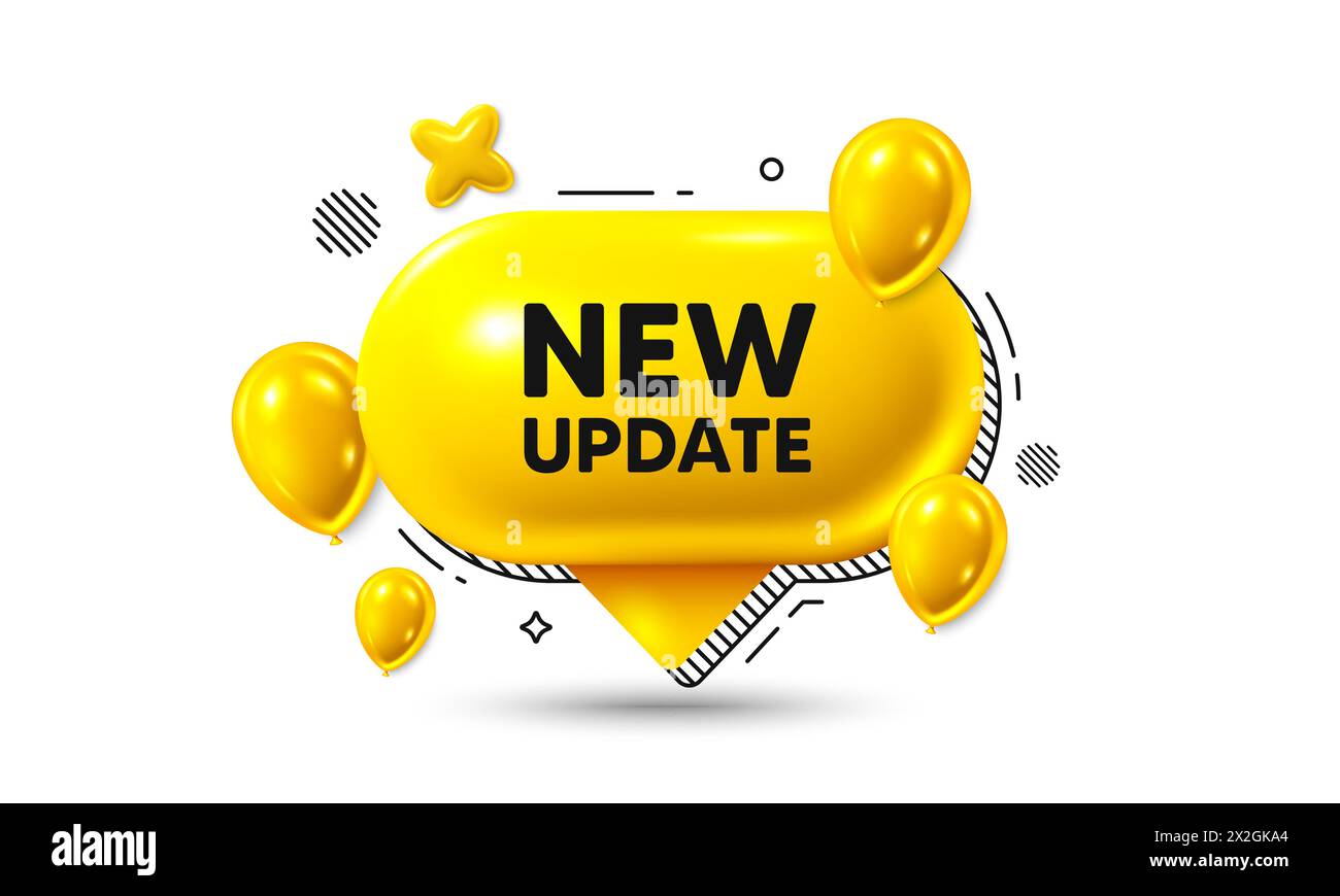 New update icon. Special offer sign. Birthday speech bubble 3d icon ...