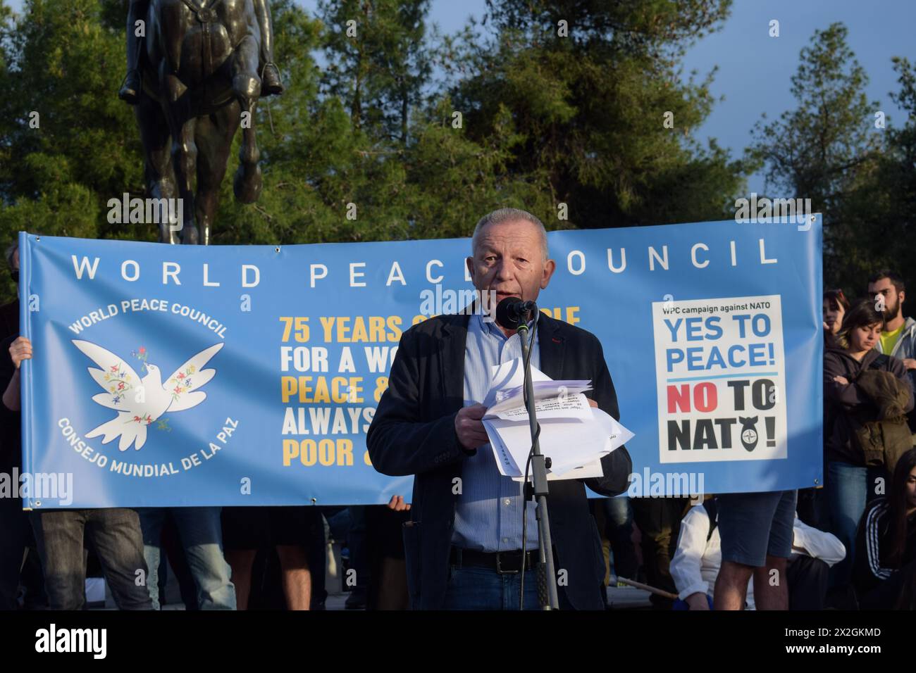Athens, Greece. 21 April 2024. Greek politician Thanasis Pafilis ...