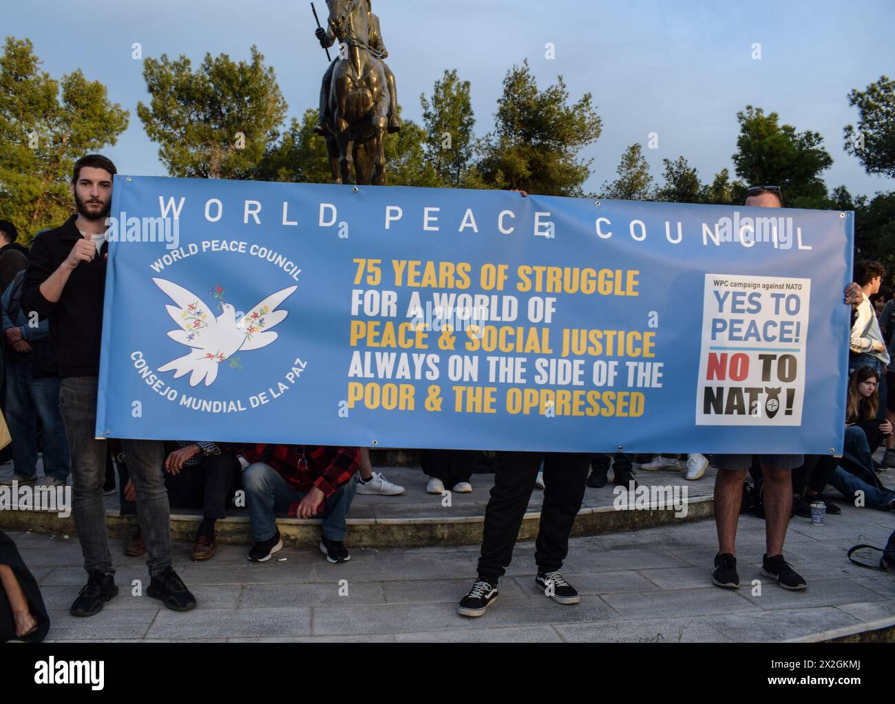 Athens, Greece. 21 April 2024. Peace Marathon protestors rally ahead of ...