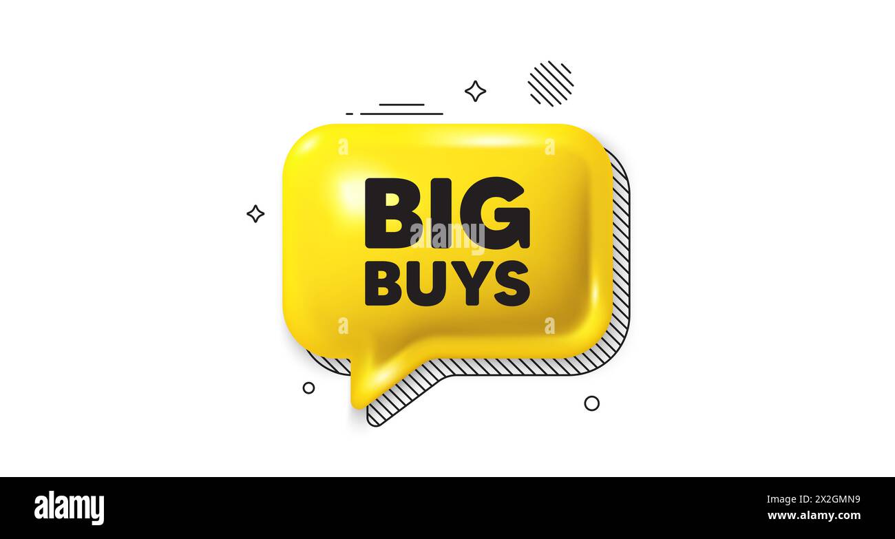 Big buys tag. Special offer price sign. 3d speech bubble icon. Vector ...