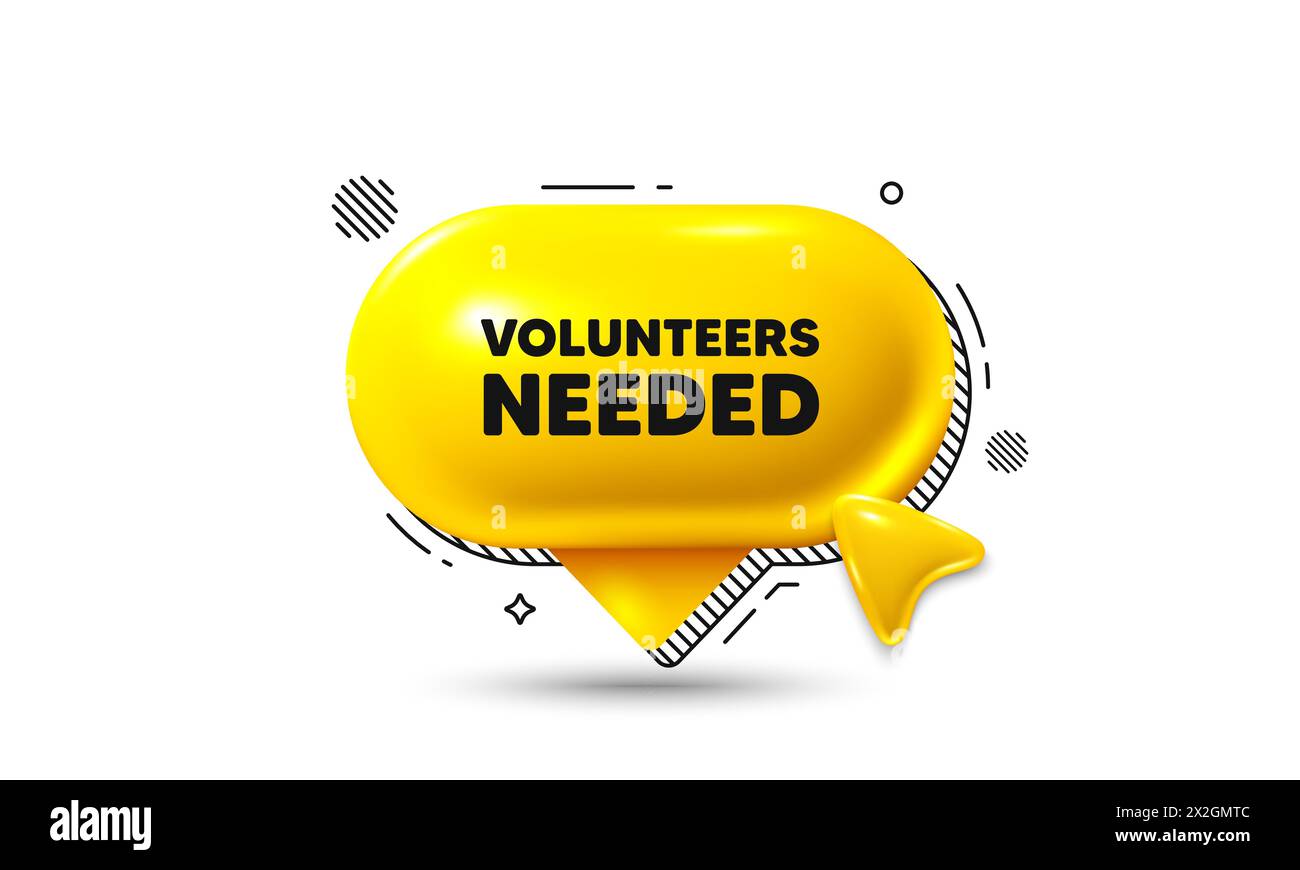 Volunteers needed symbol. Volunteering service sign. Click here speech ...