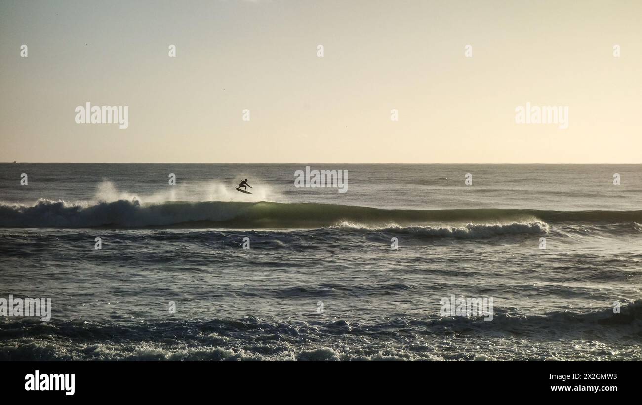 Professional surfer at a WSL competition in Peniche, Portugal Stock ...