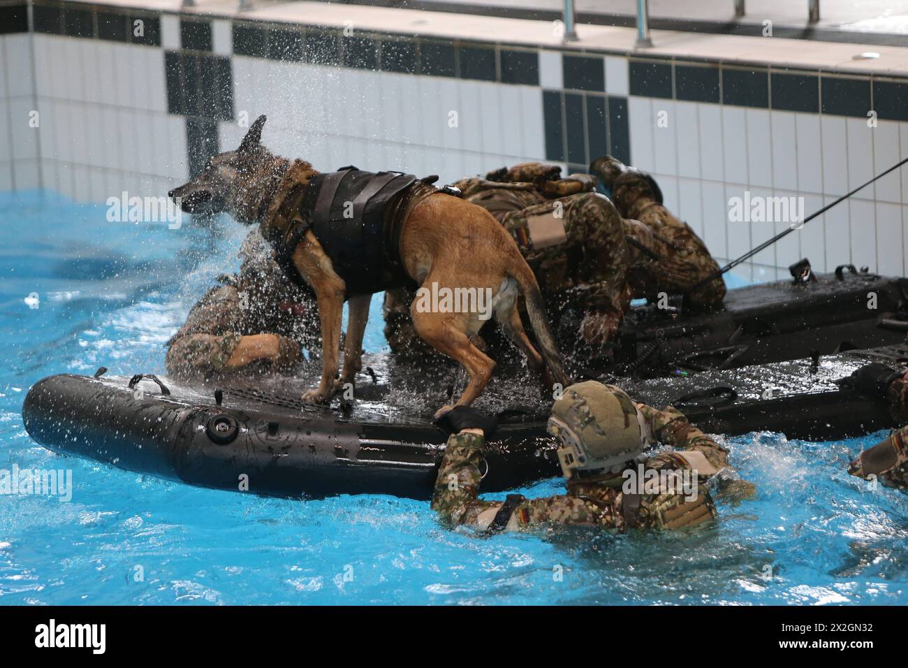 Ein Kommandotrupp des Kommando Spezialkräfte KSK im Wasserbecken in der ...