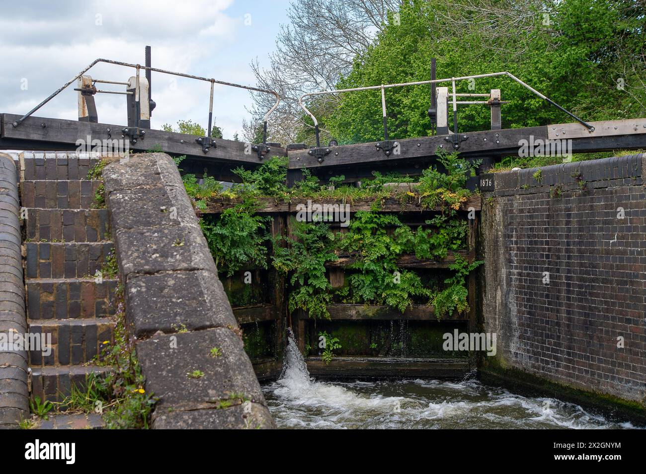 Harefield, UK. 22nd April, 2024. A Victorian lock gate from 1876 with ...