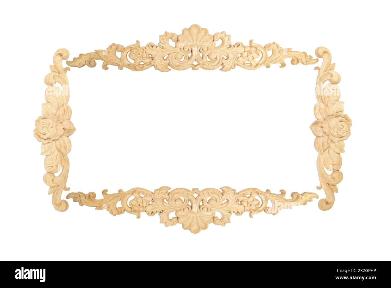 Wooden carved frame with baroque motifs made with separate elements ...