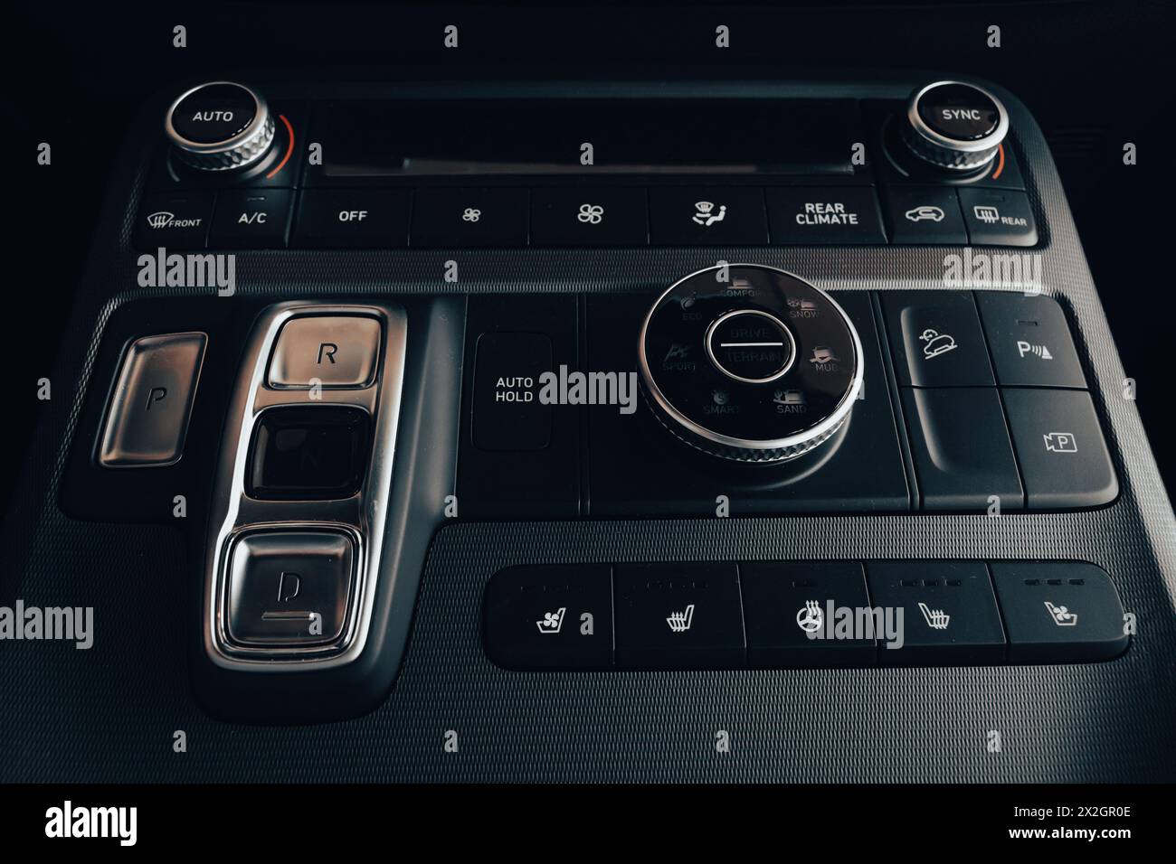 Car control dashboard. New car interiors. Elegant modern navigation ...