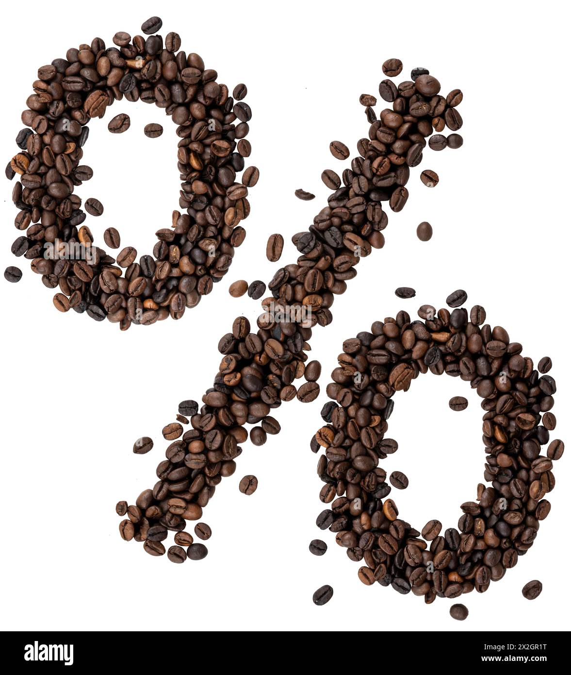 Percent sign of scattered coffee beans isolated on white Stock Photo ...