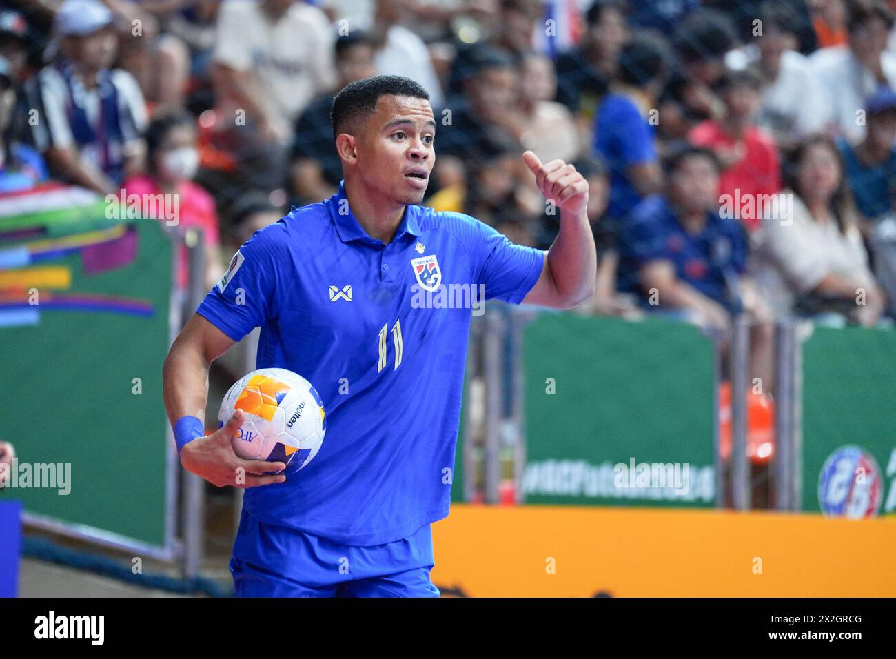 Bangkok, Thailand. 21st Apr, 2024. Muhammad Osamanmusa of Thailand seen in action during the AFC ...