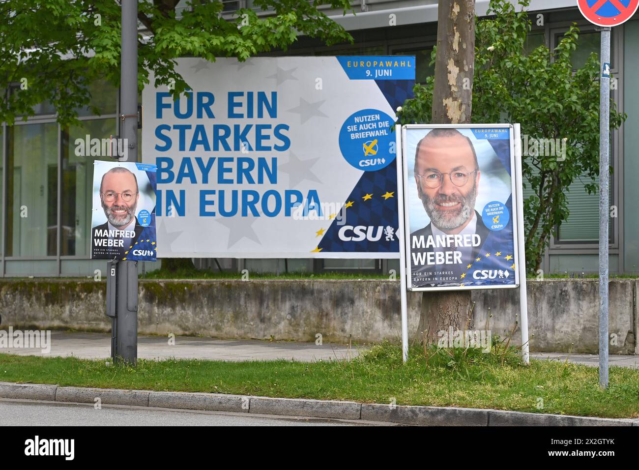 Manfred WEBER Spitzenkandidat der EVP auf Wahlplakaten der CSU in ...