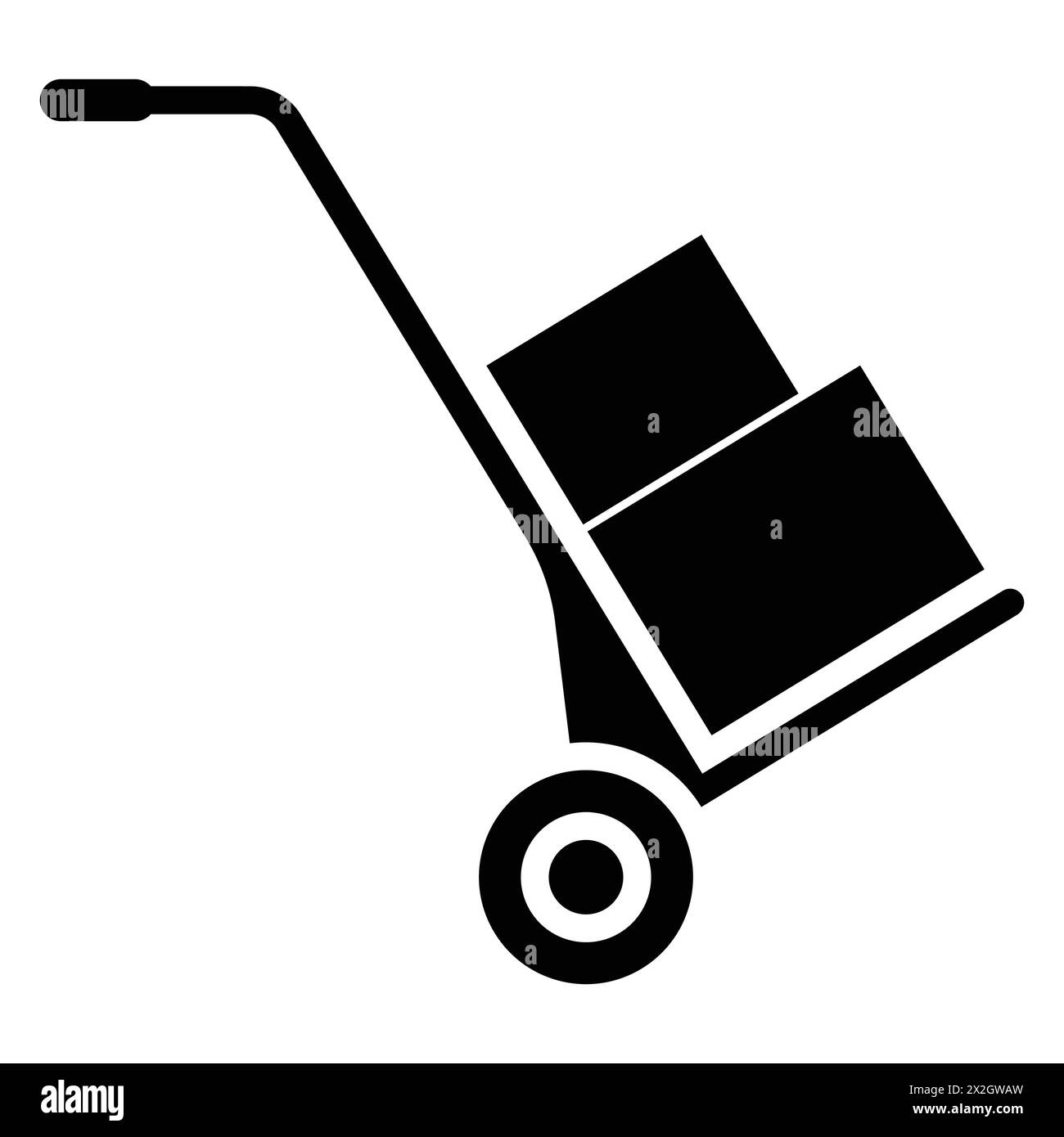 Hand truck vector icon. Moving dolly with cardboard boxes flat line ...