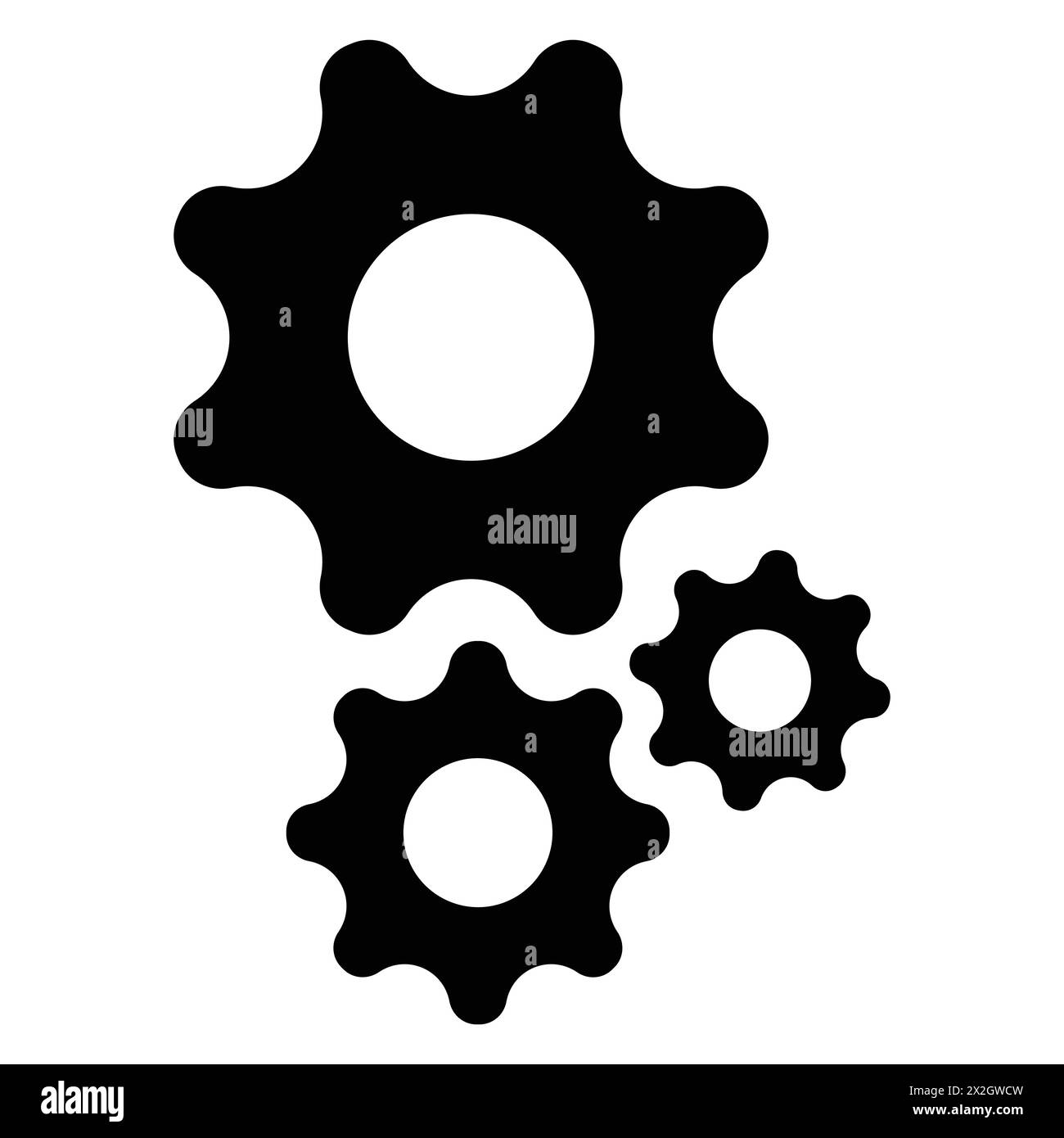 Gear setting vector icon. Settings sign. Black gears mechanism and cog wheel on white background ...