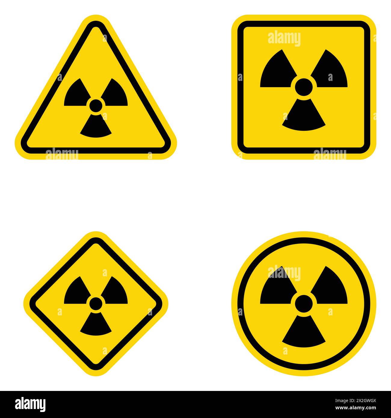 ISO 361 International ionizing radiation trefoil symbol. Radioactive contamination icon set ...