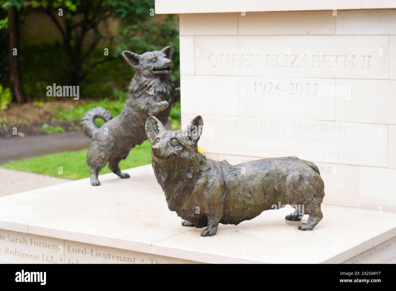 A statue of the late Queen Elizabeth II, the first to be commissioned ...