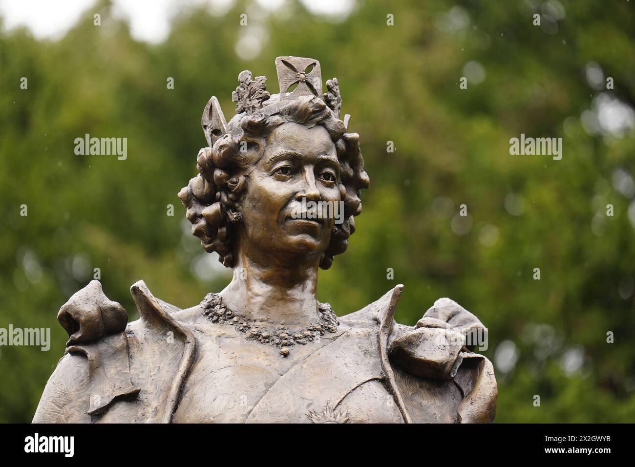 A statue of the late Queen Elizabeth II, the first to be commissioned ...