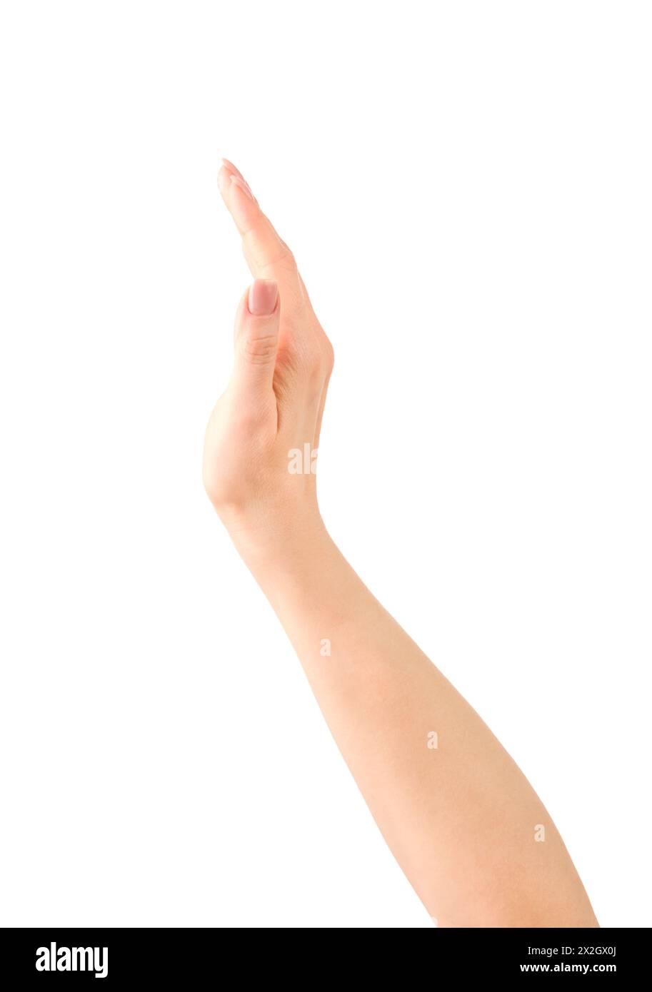 Female hand. Close up of beautiful female hand finger pointing or ...