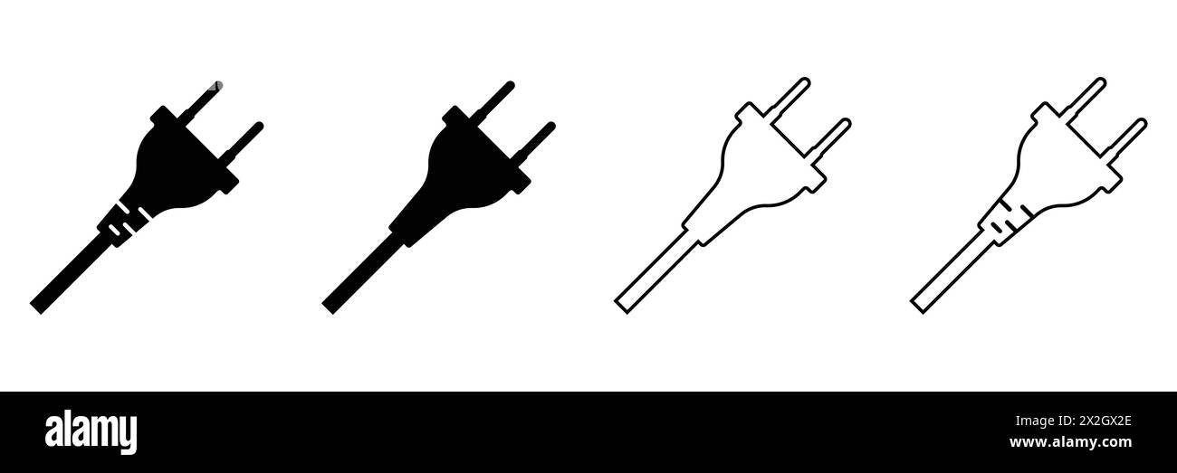 Vector electric plug flat icon set. Vector pictograph style is a flat ...