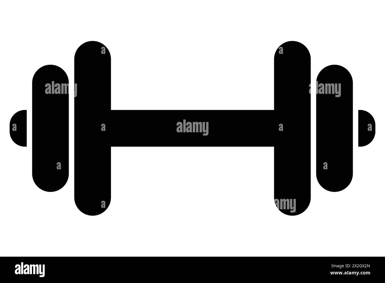 Dumbbell icon in Black filled flat style. Gym heavy strength training pictogram. Silhouette ...