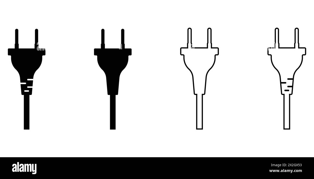 Vector electric plug flat icon set. Vector pictograph style is a flat ...