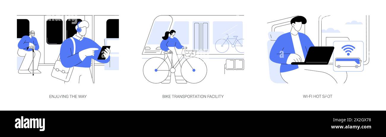 Smart public transport isolated cartoon vector illustrations se Stock ...