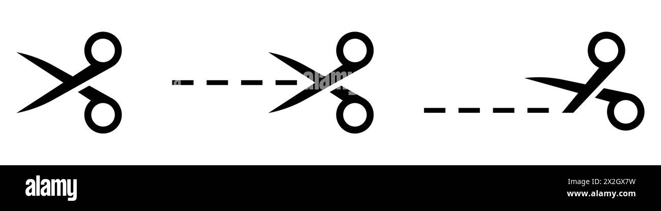 Scissors with cut lines symbols isolated on white background. Vector ...