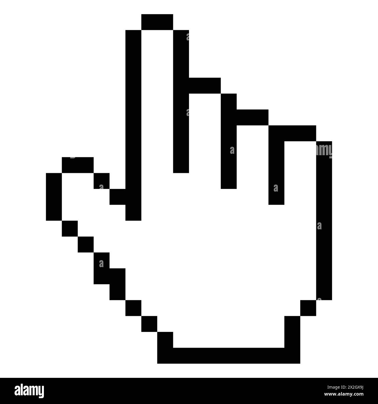 Pixel hand icon. Computer mouse click cursor black arrow. Creative Web website Design Element ...