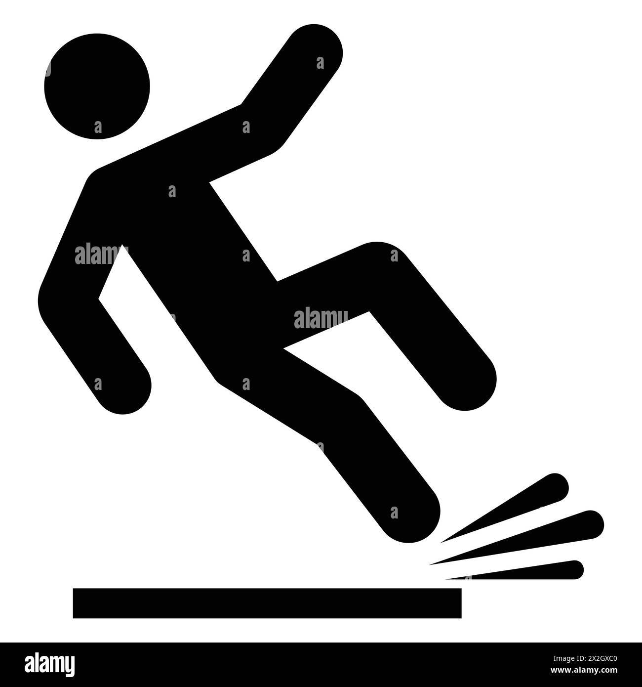 Slippery floor road icon on white background. Falling person black ...