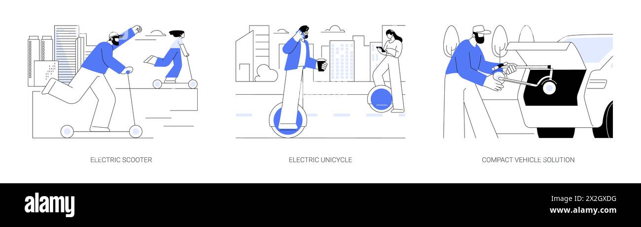 Electric urban vehicles isolated cartoon vector illustrations se Stock ...