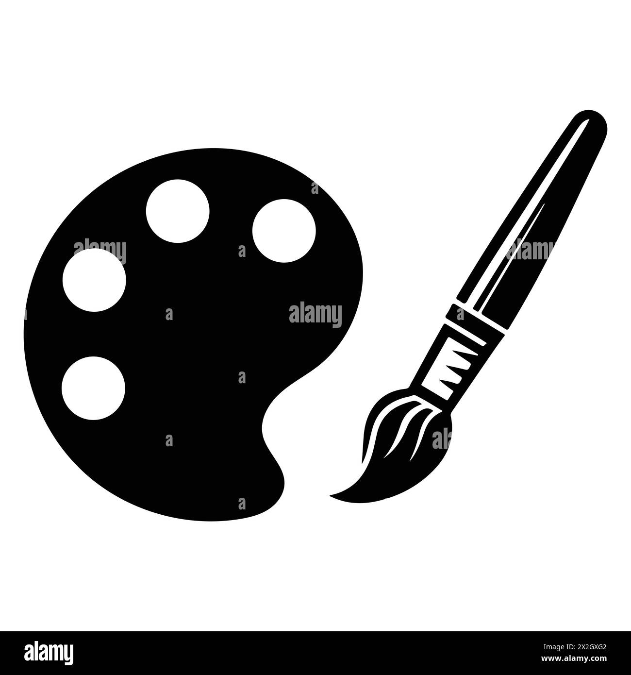 Painter palette and paint brush icon. Painter instrument business ...