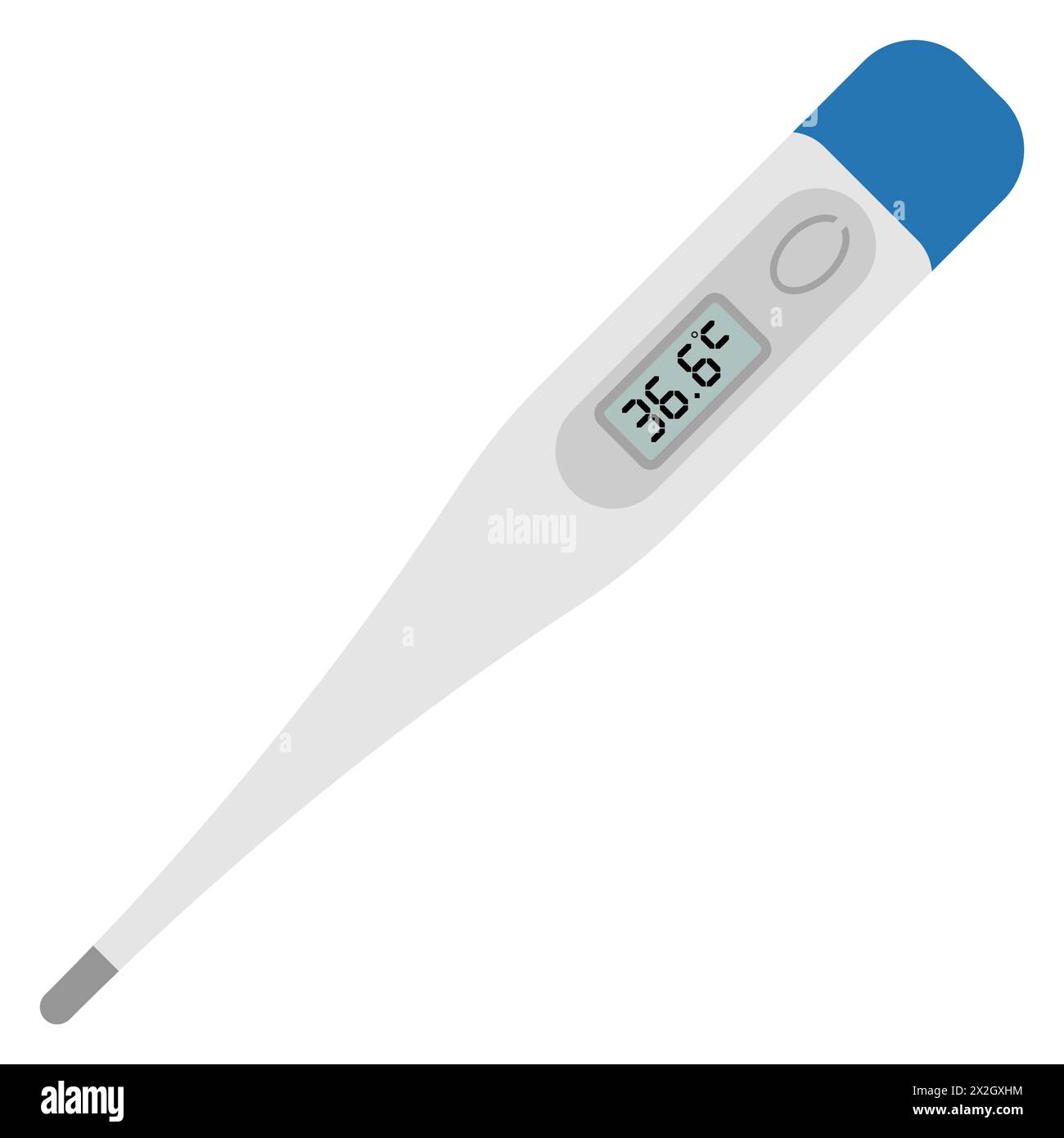 Thermometer flat design vector illustration. Medical digital thermometer for fever measurement ...