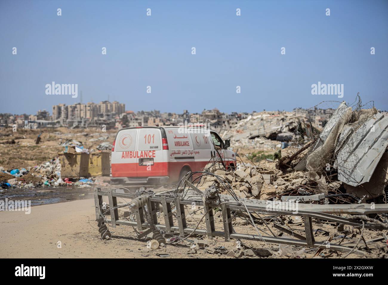 Bureij, Gaza, Palestinian Territories. 22nd Apr, 2024. Israeli ...