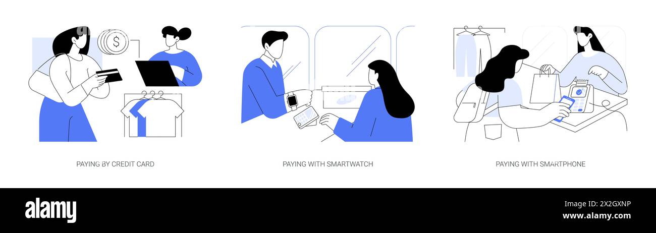 Contactless payment isolated cartoon vector illustrations se Stock ...