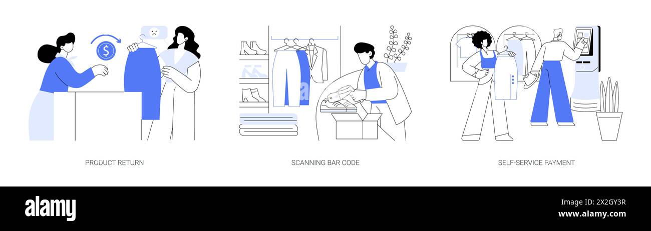 At the check-out counter isolated cartoon vector illustrations se Stock ...