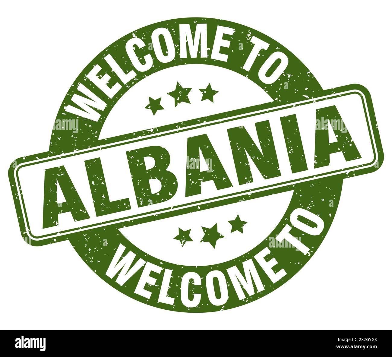 Welcome to Albania stamp. Albania round sign isolated on white ...