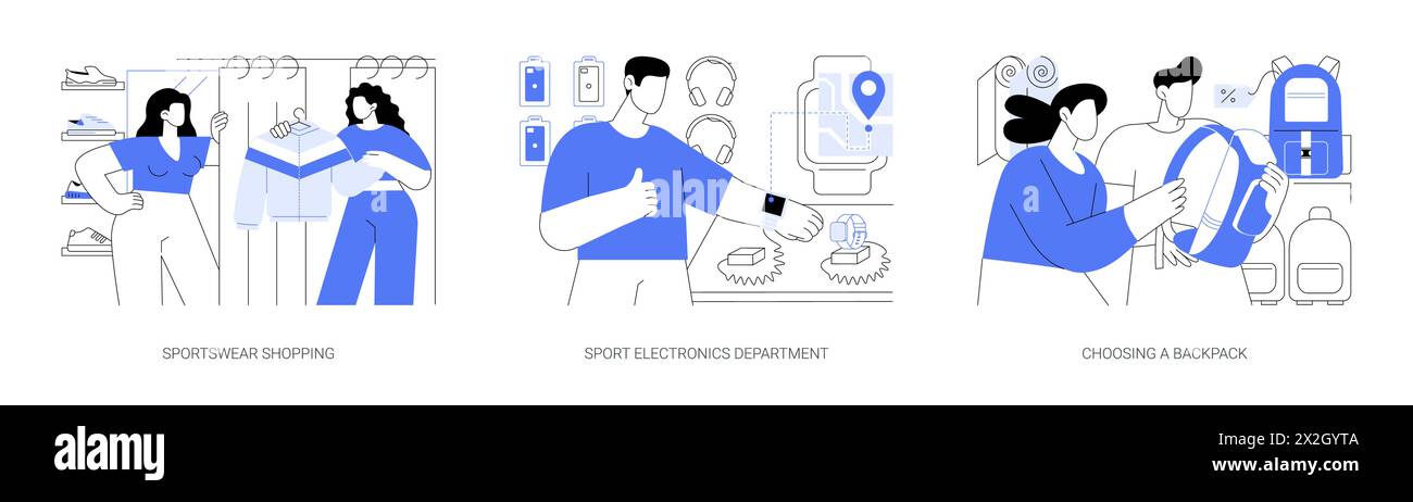 Sports equipment store isolated cartoon vector illustrations se Stock ...