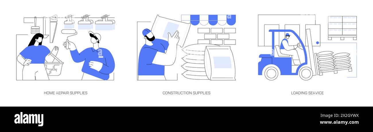 Hardware supermarket isolated cartoon vector illustrations se Stock ...