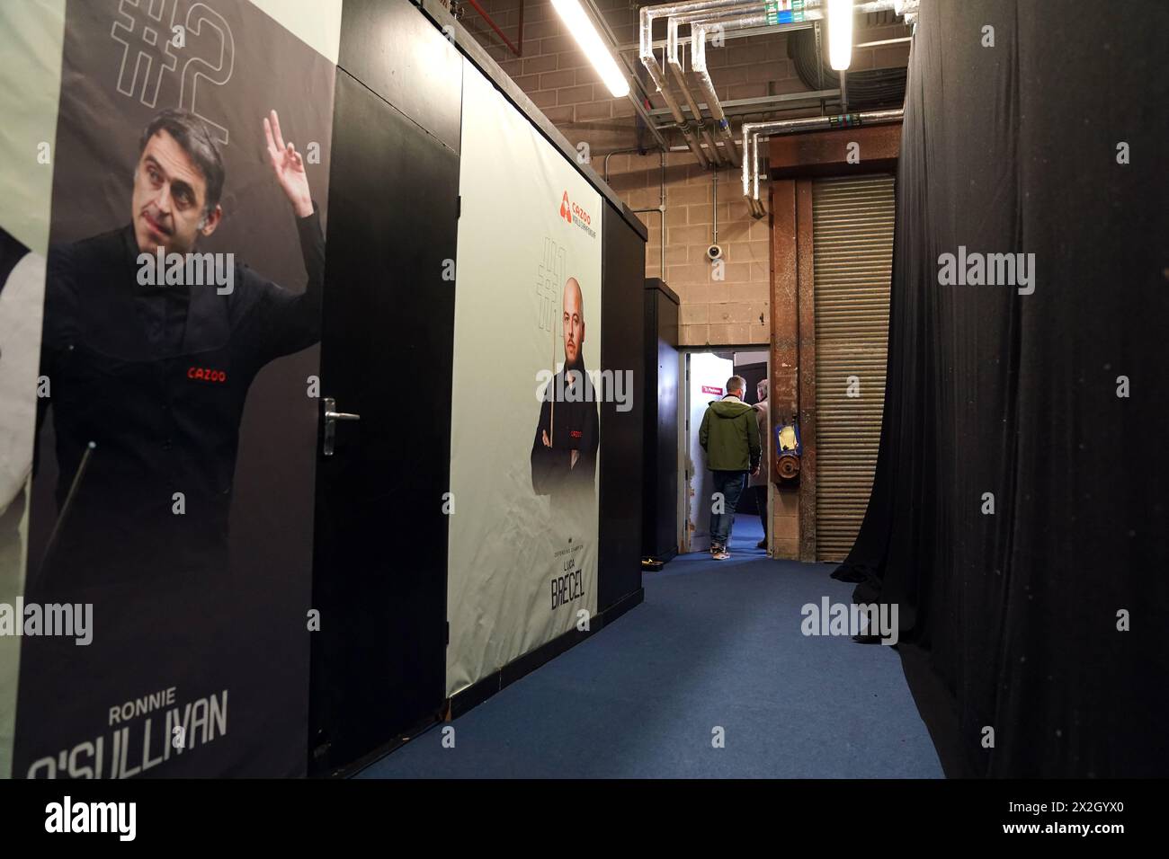 A view of player images backstage on day three of the 2024 Cazoo World ...