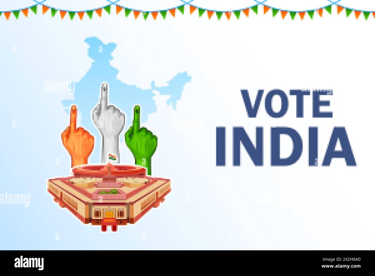illustration of Indian people Hand with voting sign showing general ...