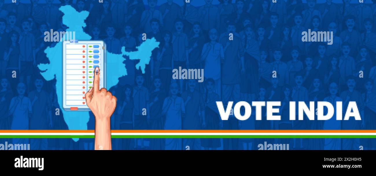 illustration of Indian people Hand with voting sign showing general ...