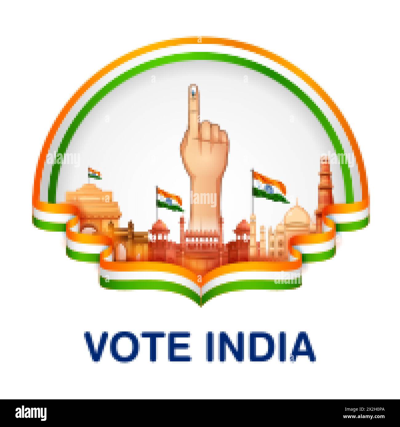 illustration of Indian people Hand with voting sign showing general ...