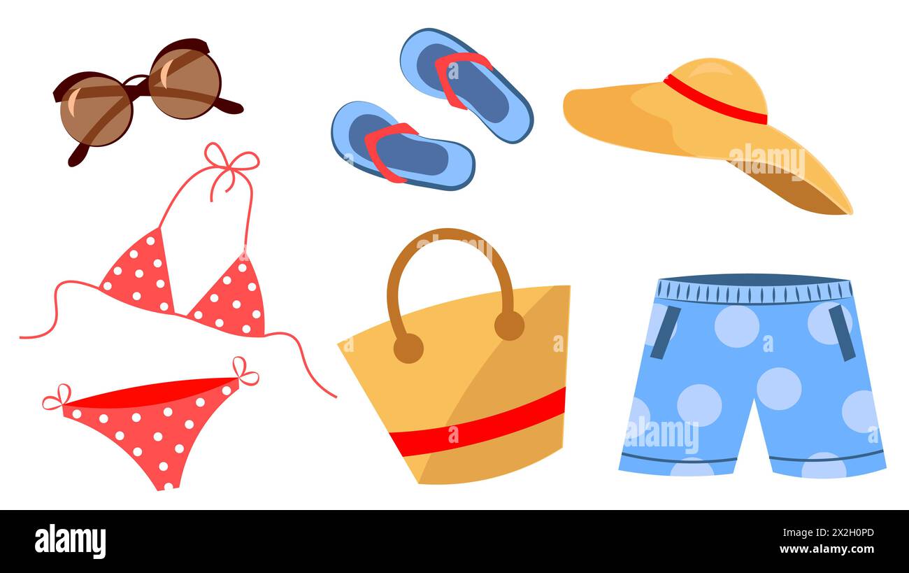 Bag flip flops swimsuit Cut Out Stock Images & Pictures - Alamy