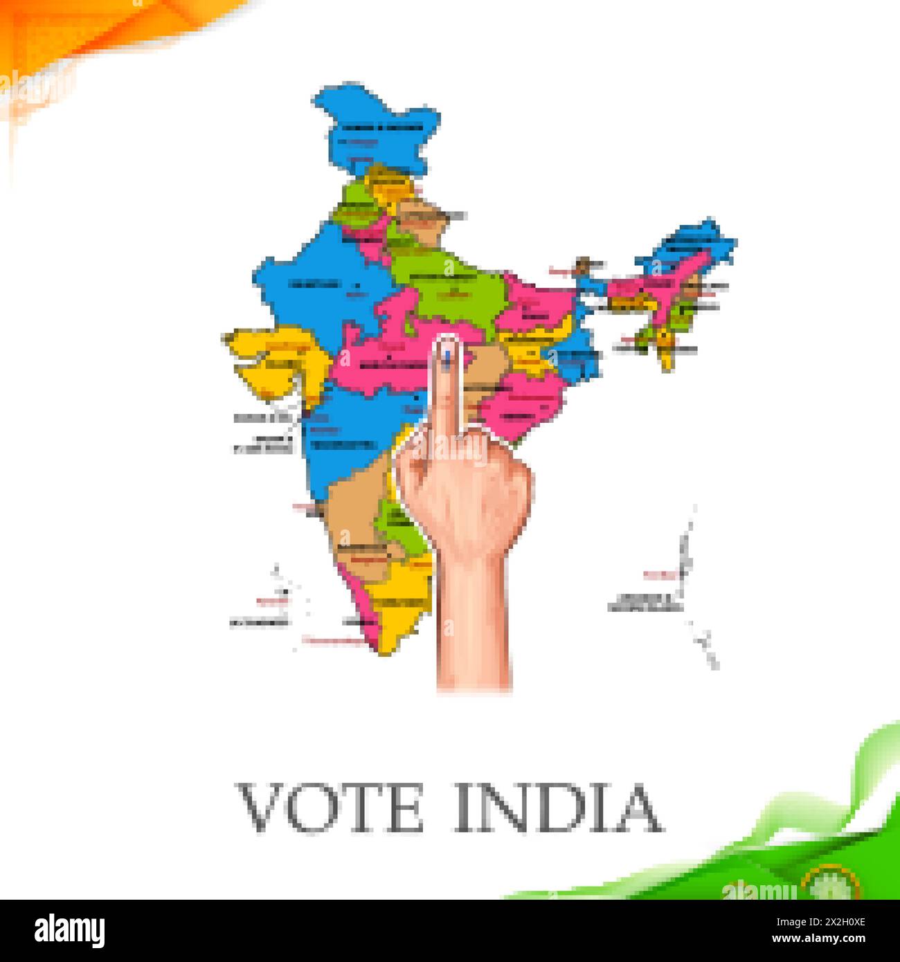illustration of Indian people Hand with voting sign showing general ...