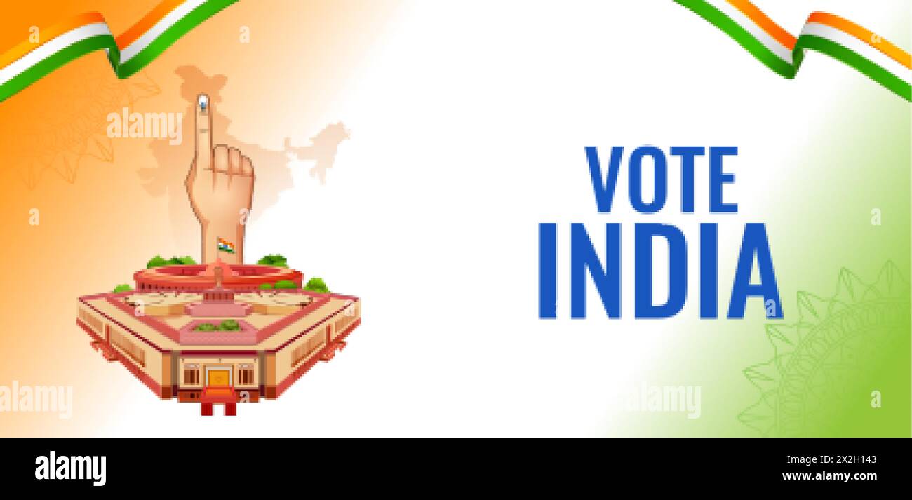 illustration of Indian people Hand with voting sign showing general ...