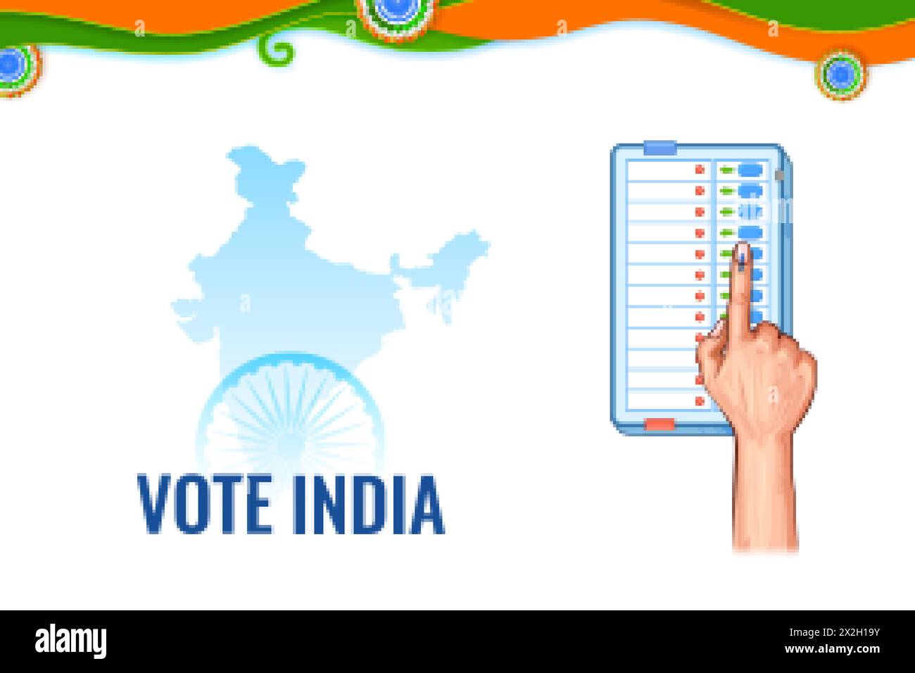 illustration of Indian people Hand with voting sign showing general ...